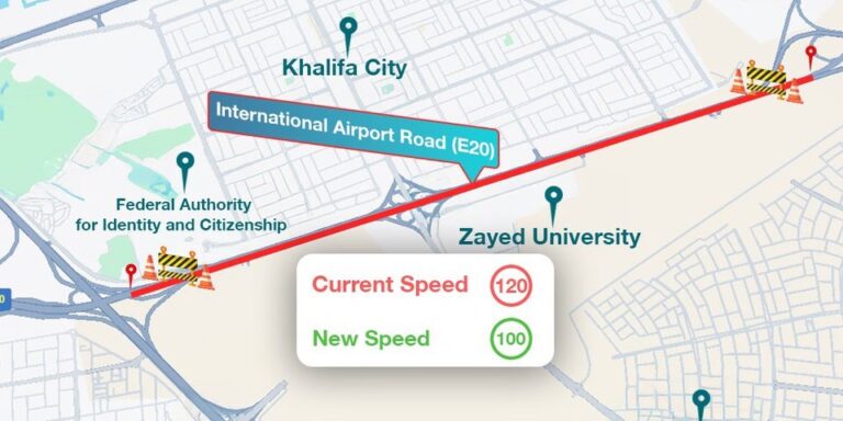Abu Dhabi New Speed Limits on E11 and E20 Highways — Full Details & Map ...